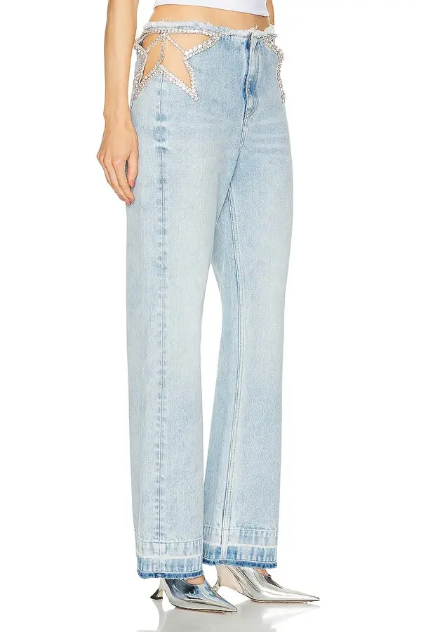 Stella Mccartney Crystal Star Straight Leg In Blue In Vintage